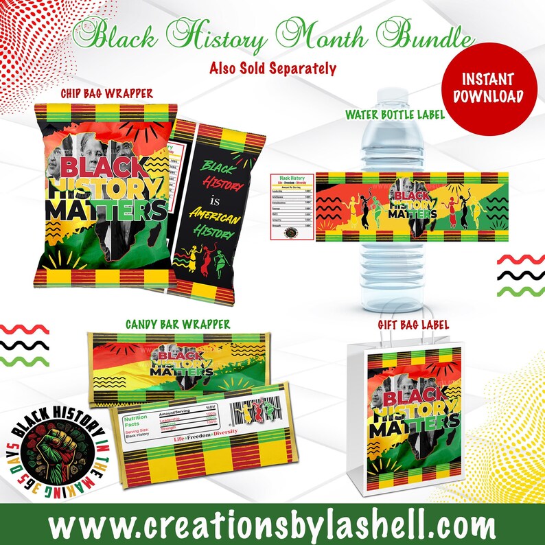 Black History Month Favors Instant Download Bundle Black History Month ...