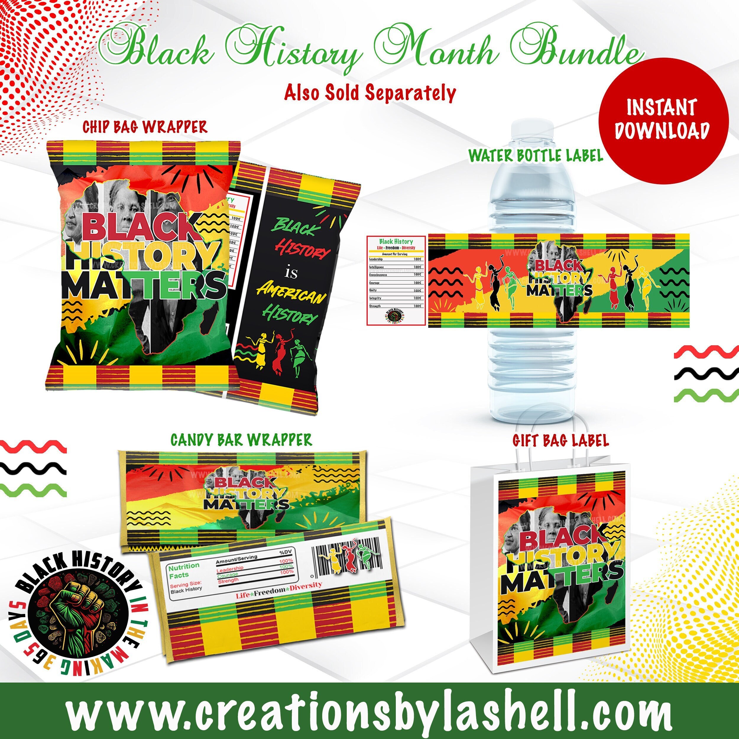 Black History Month Favors Instant Download Bundle Black History Month ...