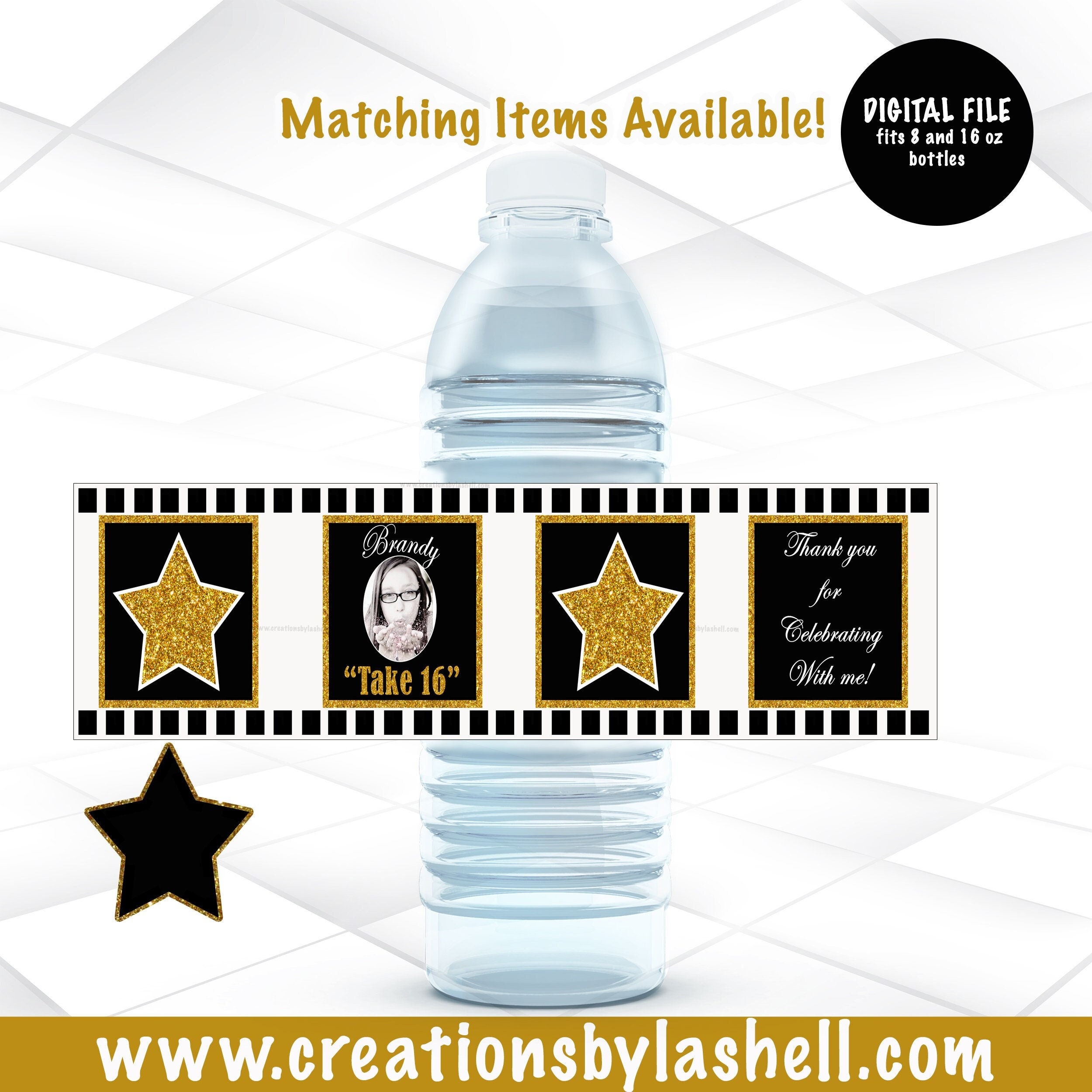 Hollywood Water Bottle Labels Printable Red Carpet Water Bottle Labels ...