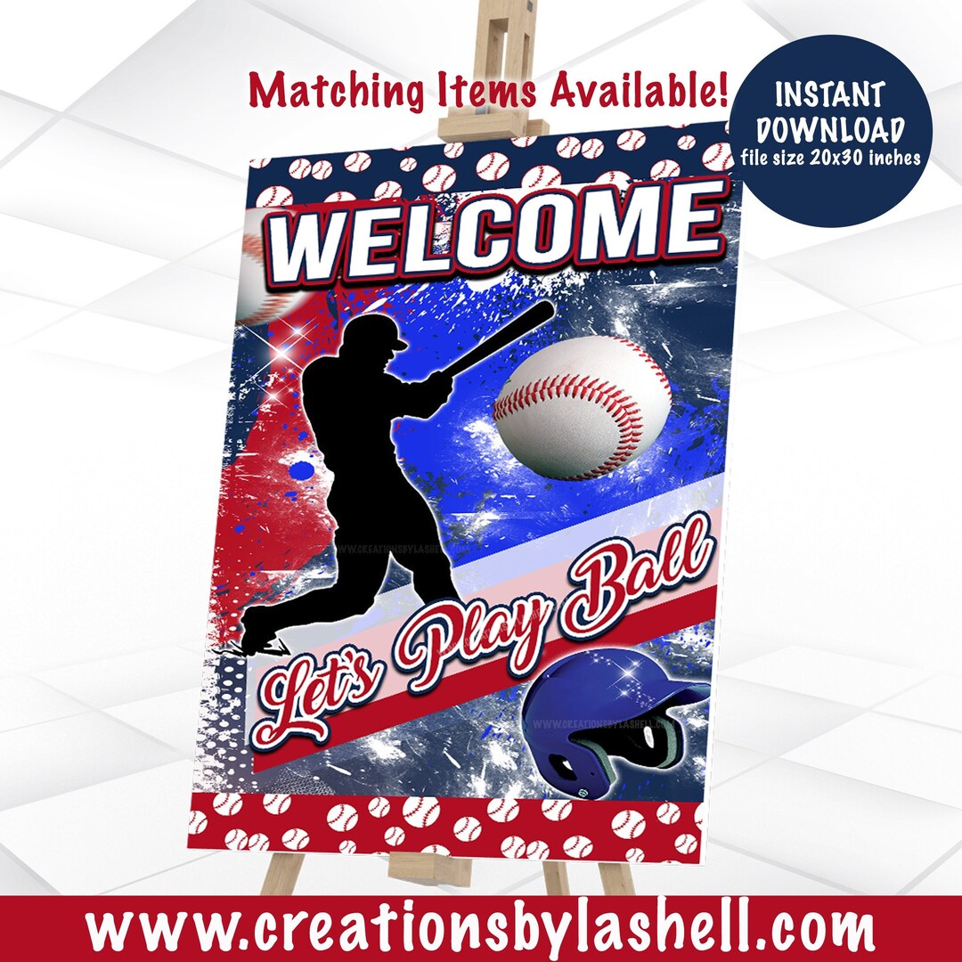 Baseball Welcome Sign 20 X 30 Inch Instant Download Let's Play Ball ...