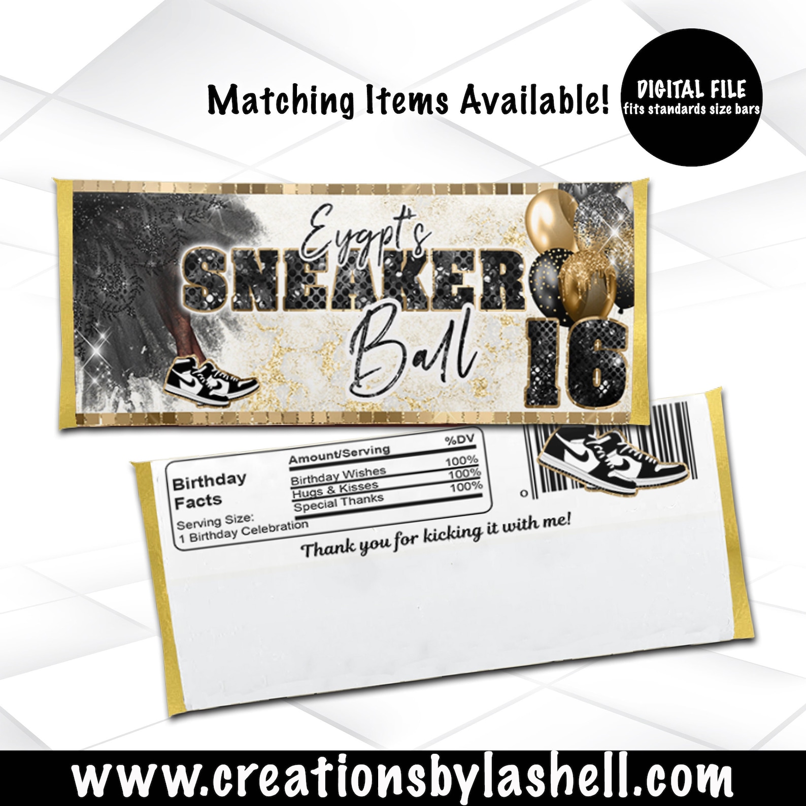 Sneaker Ball Candy Bar Wrapper Template Sneakers Party Chocolate Bar ...