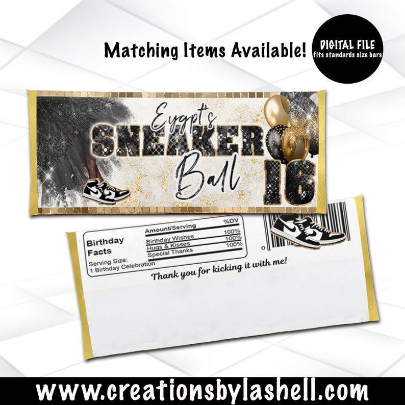 Sneaker Ball Candy Bar Wrapper Template Sneakers Party Chocolate Bar ...
