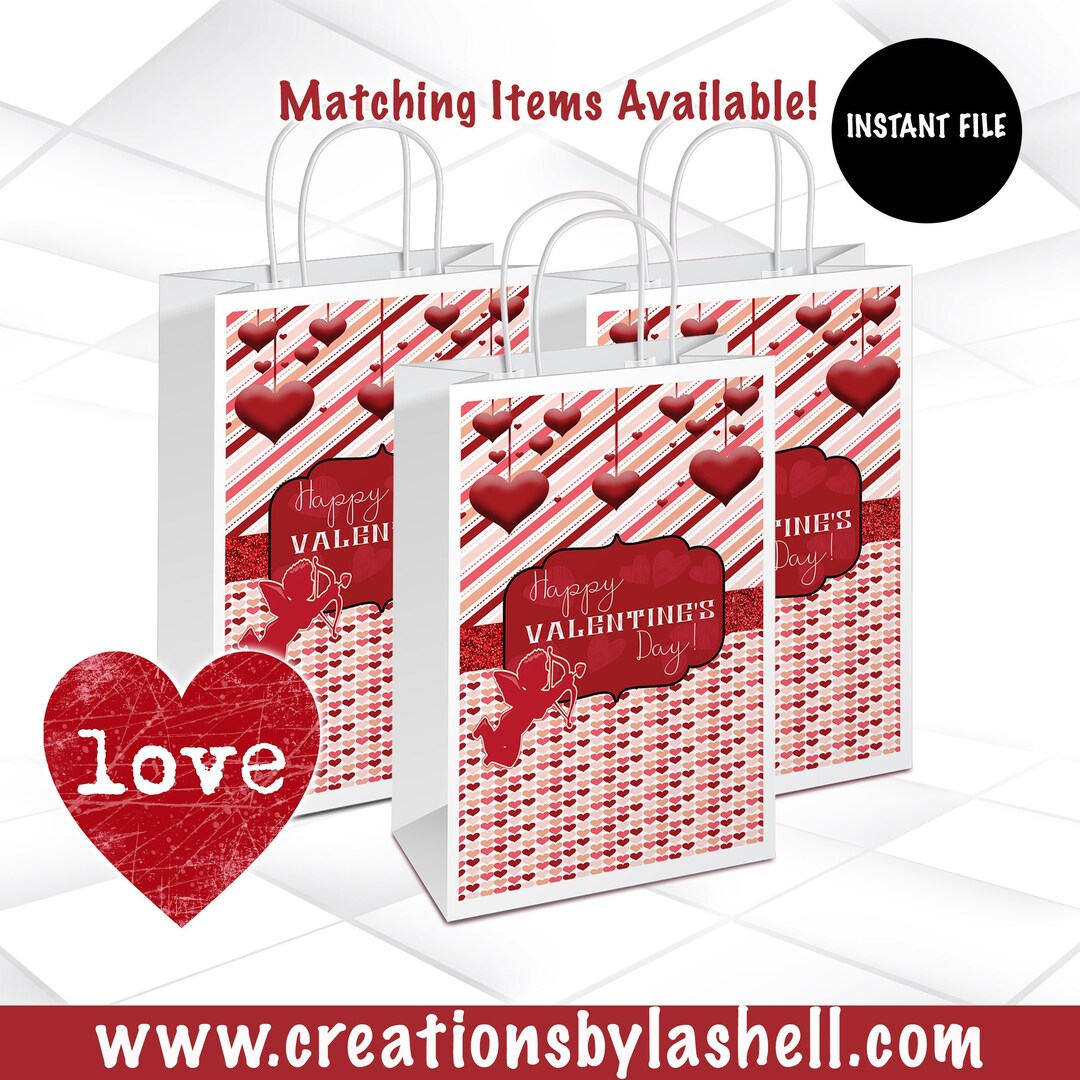 Valentine's Day Gift Bag Labels Instant Download Valentine's Day Favor ...