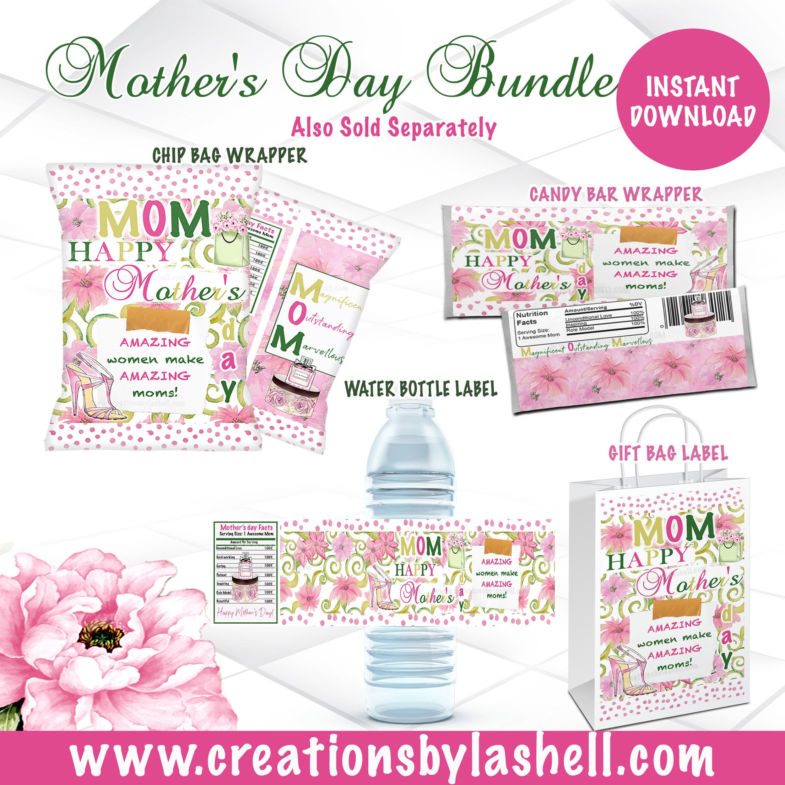 Mother's Day Favors Bundle Instant Download Mother's - Etsy