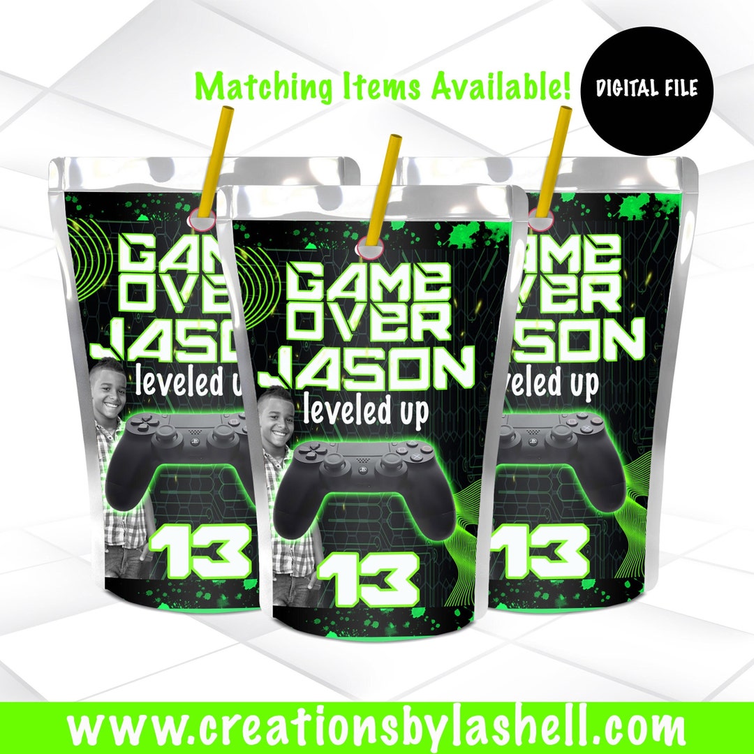 Printable Video Game Juice Pouch Label | Gamer Juice Label Template ...