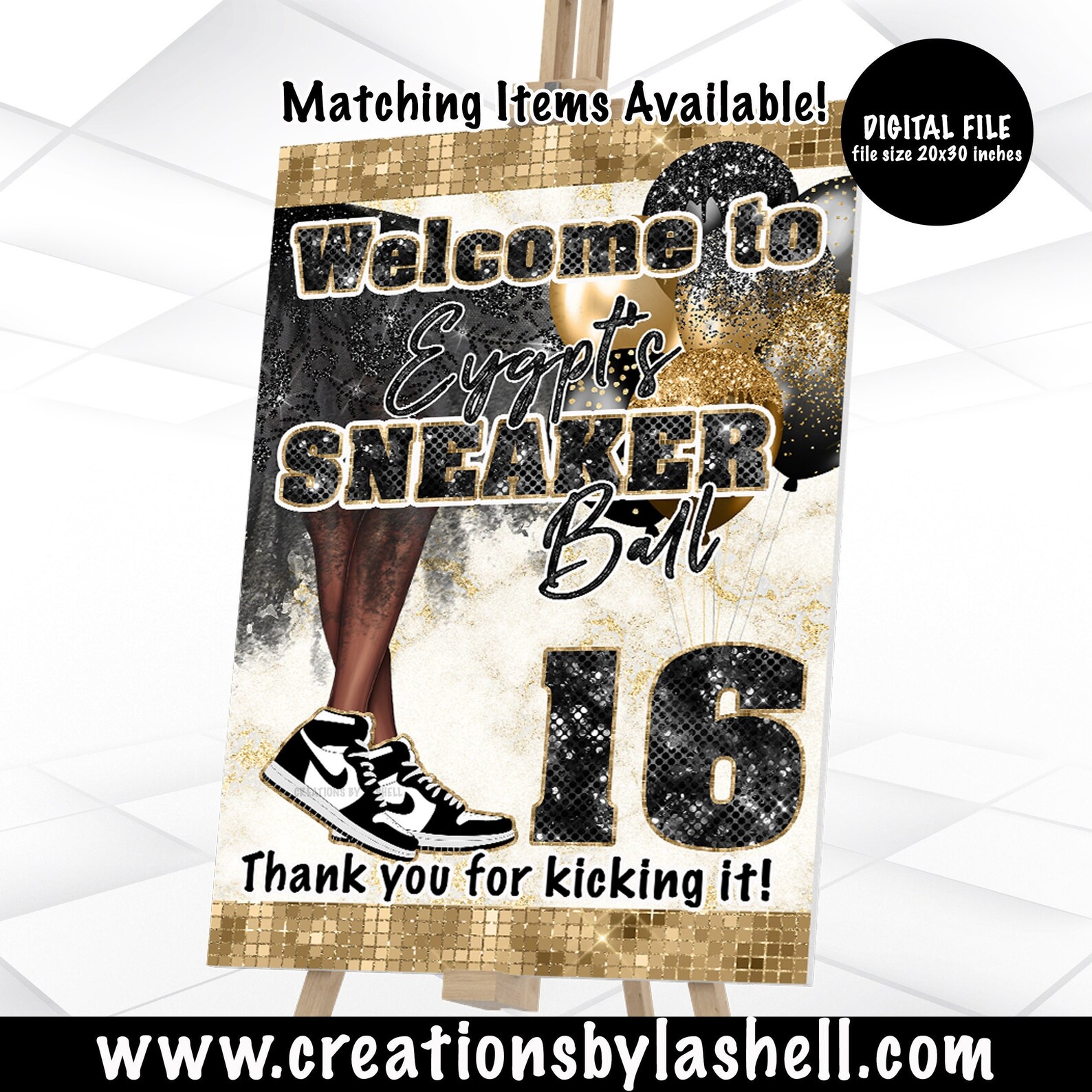 Sneaker Ball Welcome Sign Printable Sneaker Party Birthday Sign Digital ...