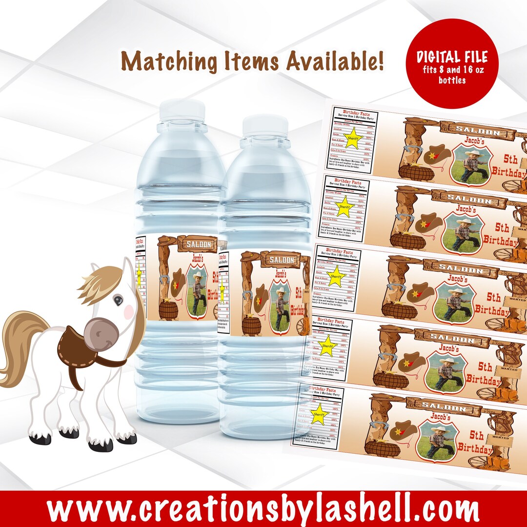 Western Water Bottle Labels Printable | Cowboy Water Bottle Labels ...