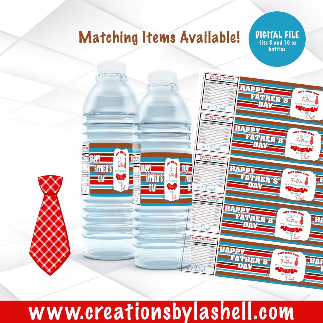 Father's Day Water Bottle Labels Instant File | Father's Day Drink ...