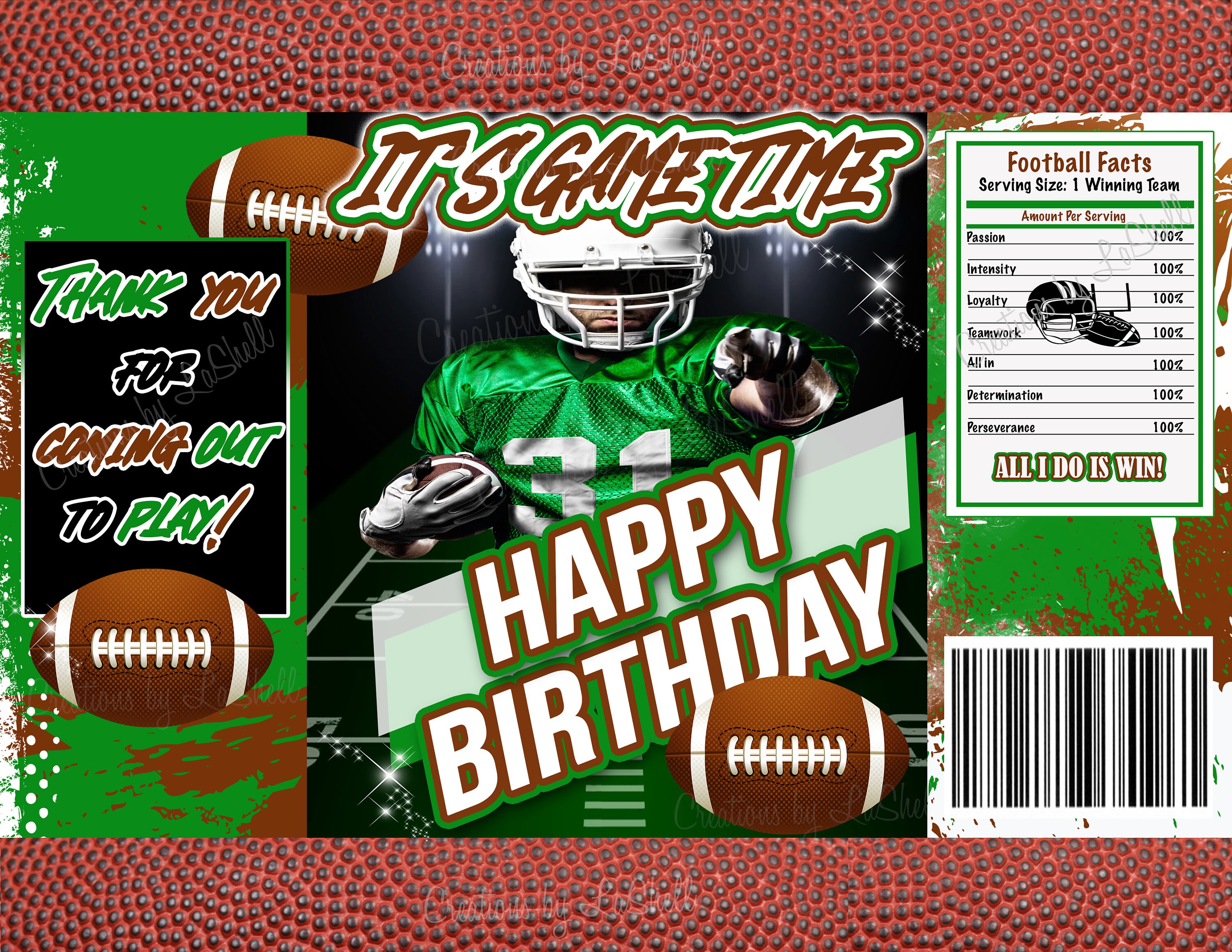 Football Chip Bag Instant Download It's Game Time Chip Bag Template ...