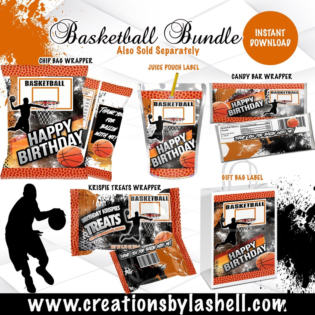 Basketball Party Labels Bundle Instant Download Basketball Party Favors ...
