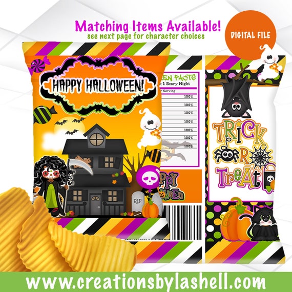 Halloween Chip Bags Digital File Halloween Favors Custom - Etsy