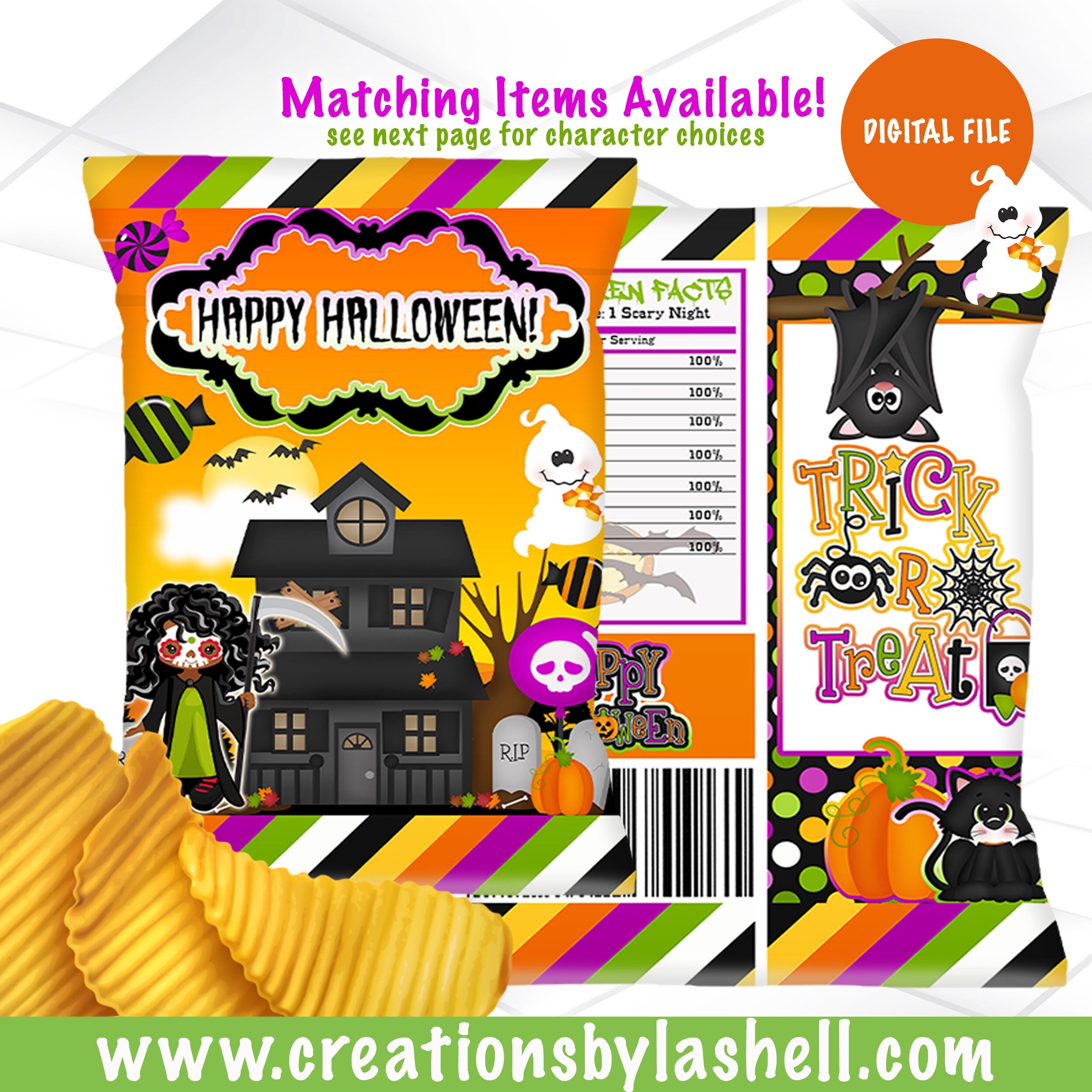 Halloween Chip Bags Digital File | Halloween Favors Printable | Custom ...