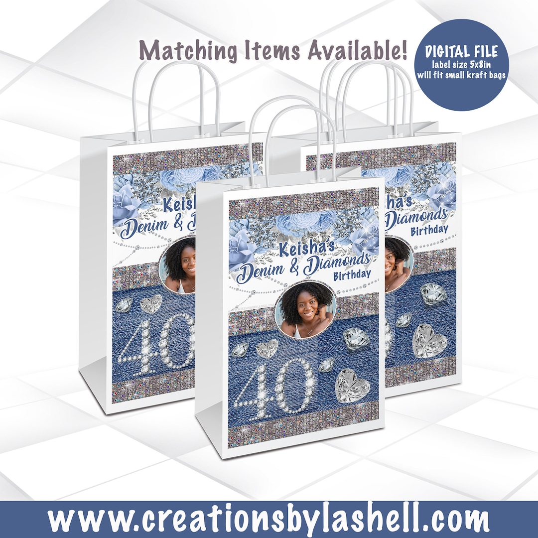 Denim & Diamonds Gift Bag Template Denim and Diamonds Gift Bag Labels ...