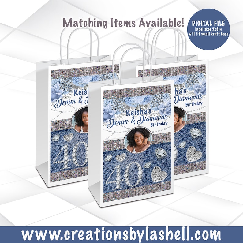 Denim & Diamonds Gift Bag Template Denim and Diamonds Gift Bag Labels ...