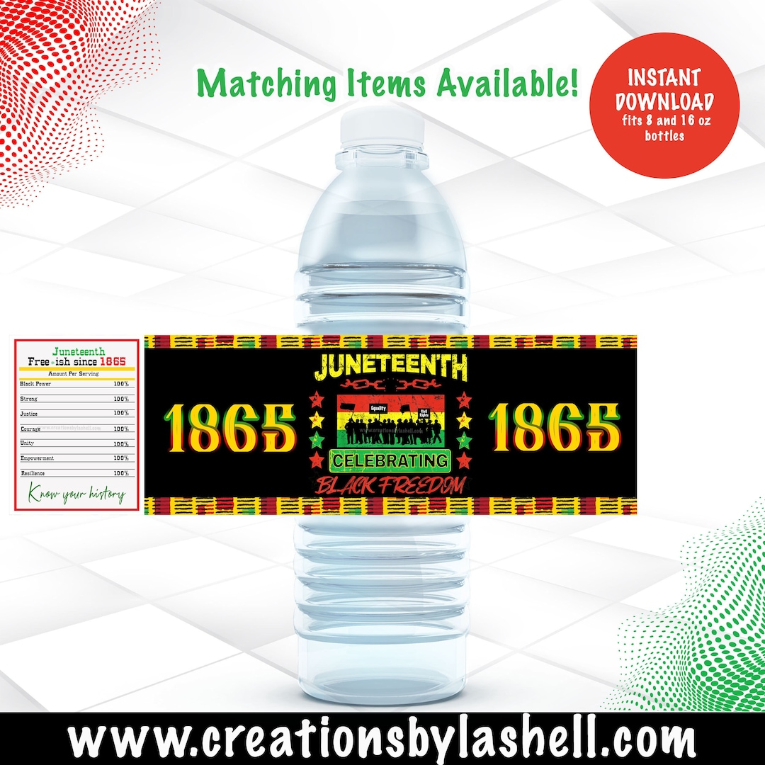Juneteenth Water Bottle Labels Instant Download | Juneteenth Theme ...