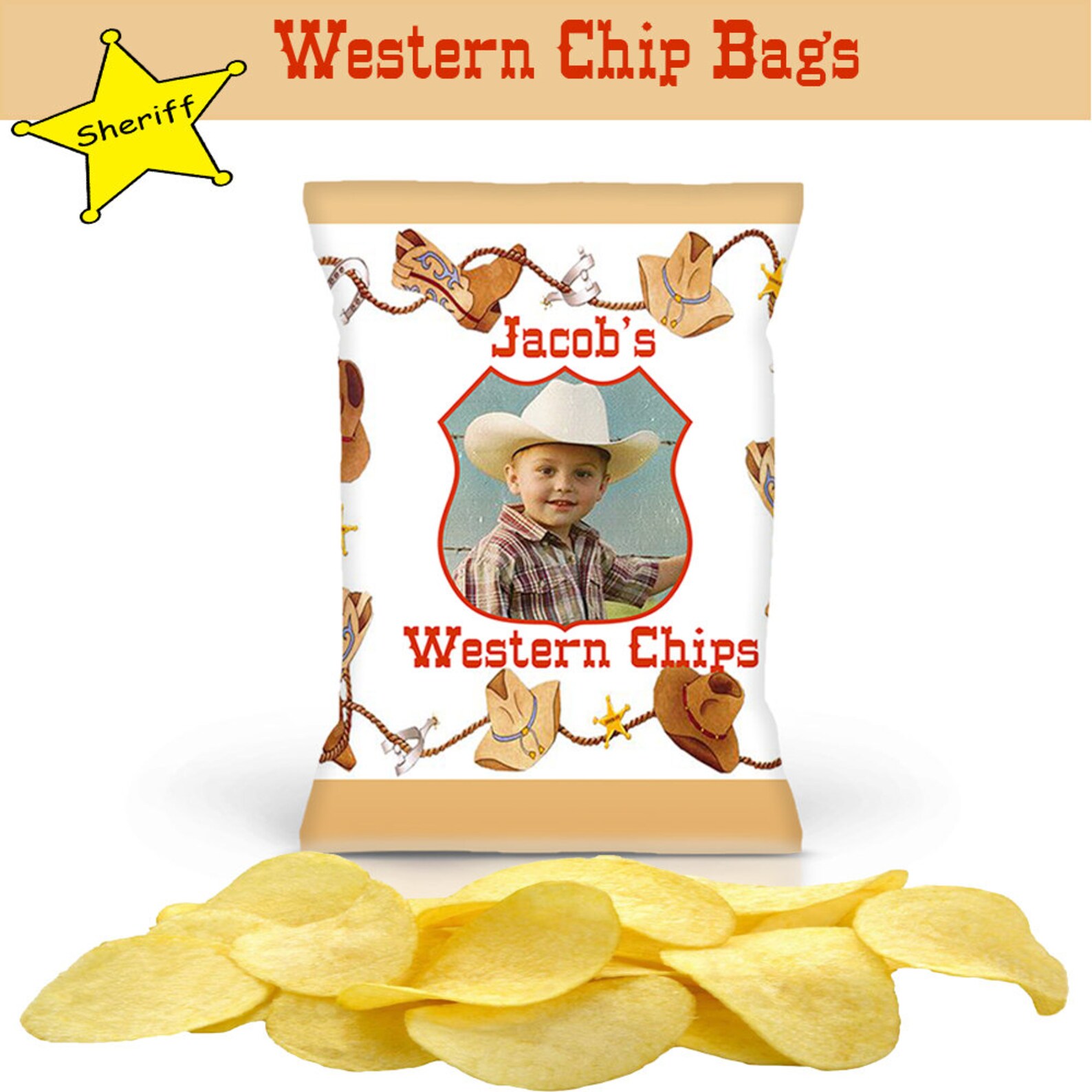 Western Chip Bag Template | Western Chip Bag Printable | Western Favor ...