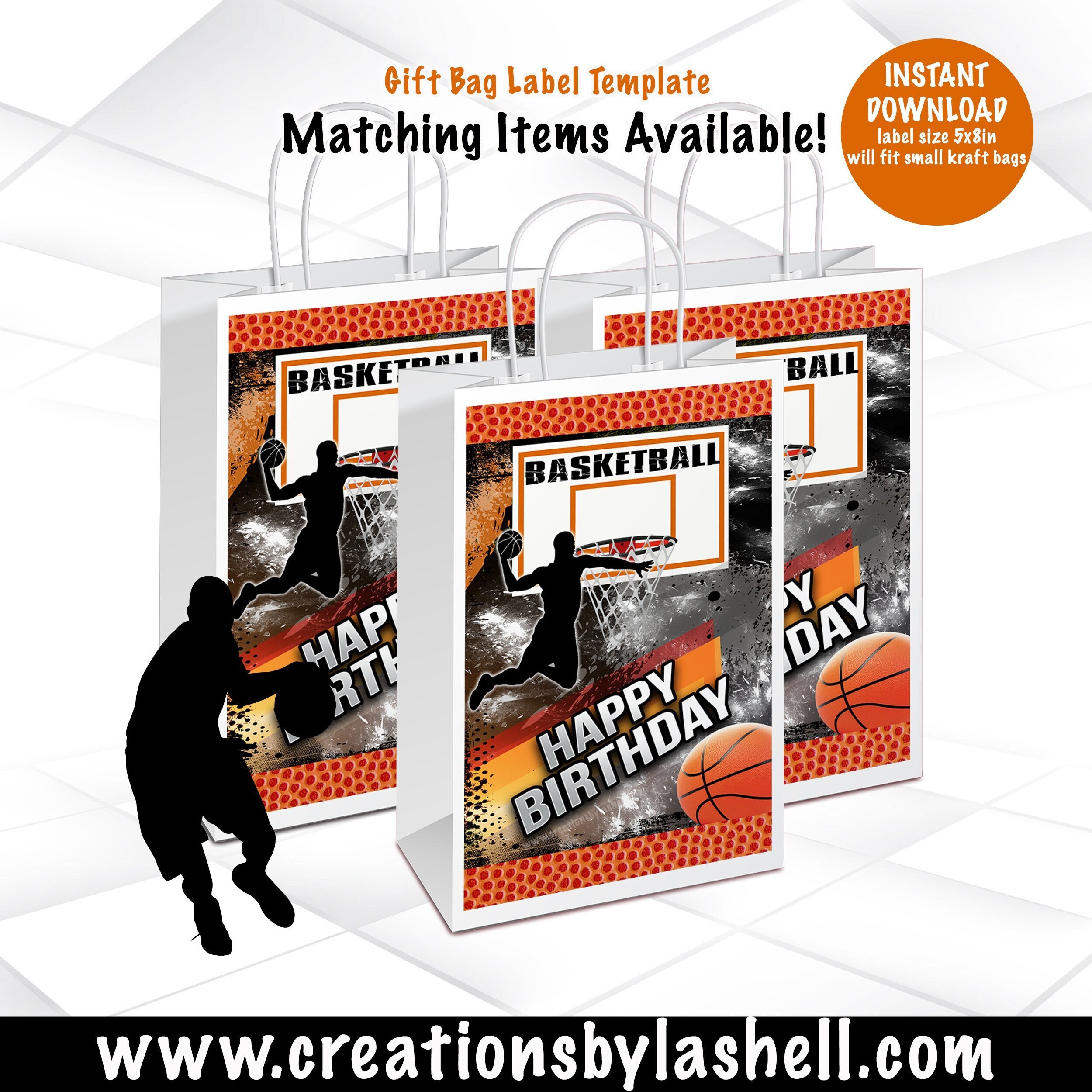 Basketball Gift Bag Labels Instant Download Slam Dunk Gift Bag ...