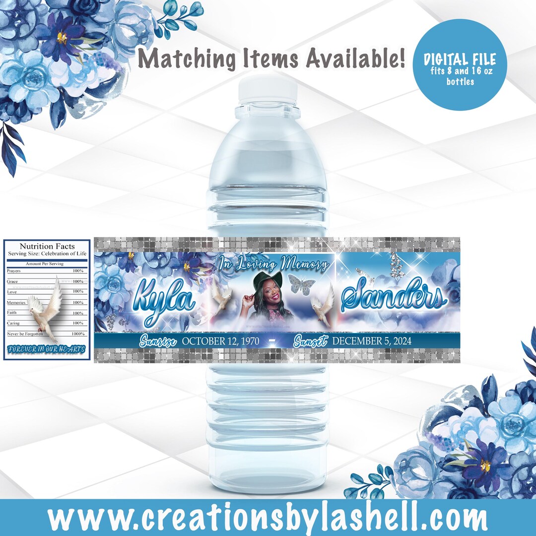 Funeral Water Bottle Labels Printable | Memorial Labels Digital File ...
