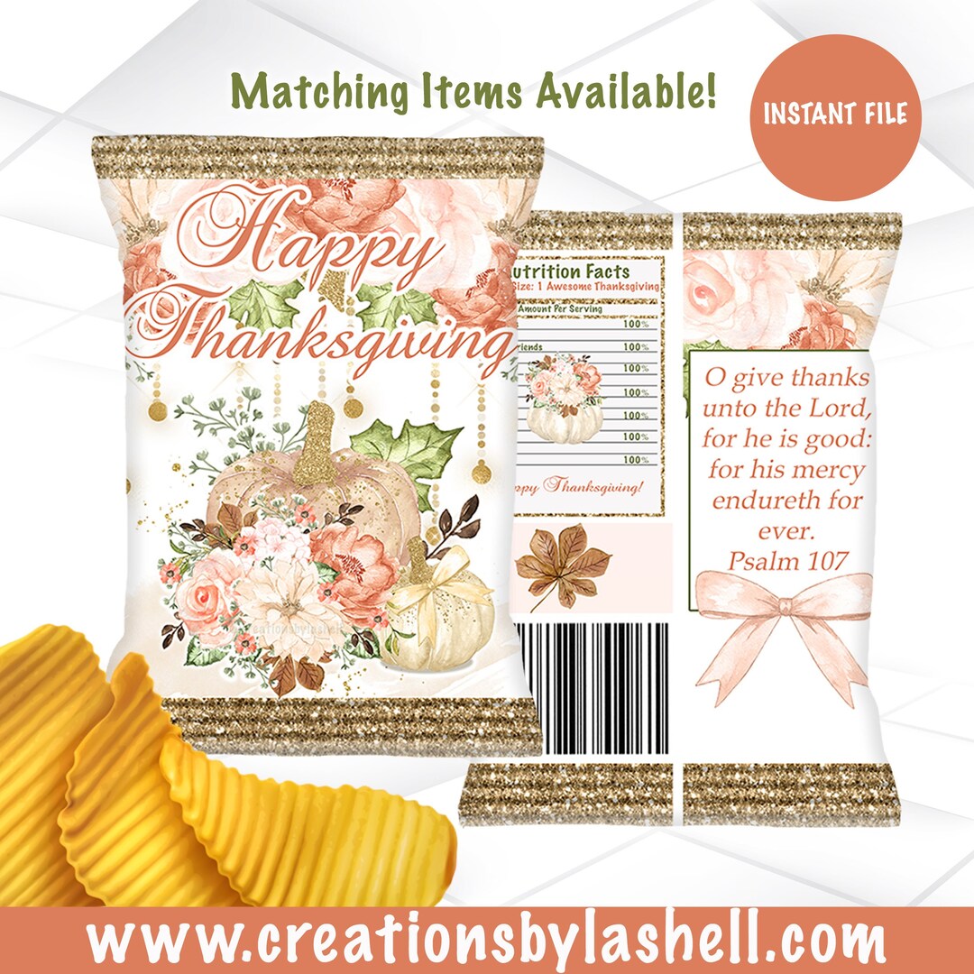 Thanksgiving Chip Bags Instant Download | Thanksgiving Chip Bag ...