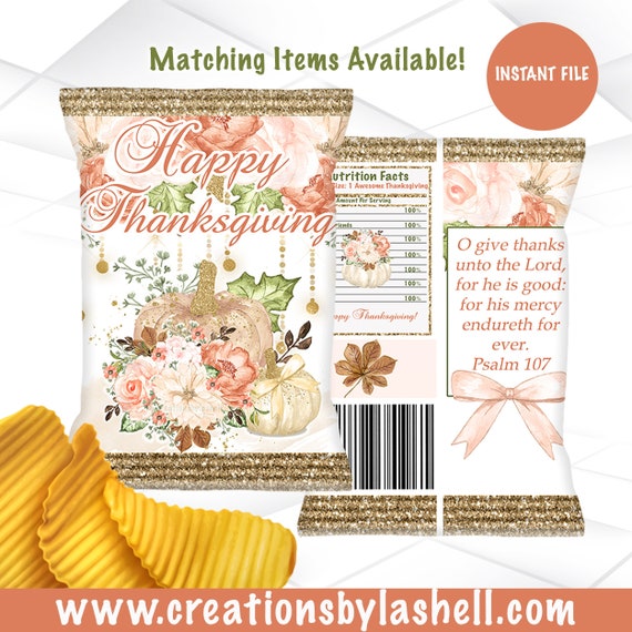 Thanksgiving Chip Bags Instant Download Thanksgiving Chip - Etsy