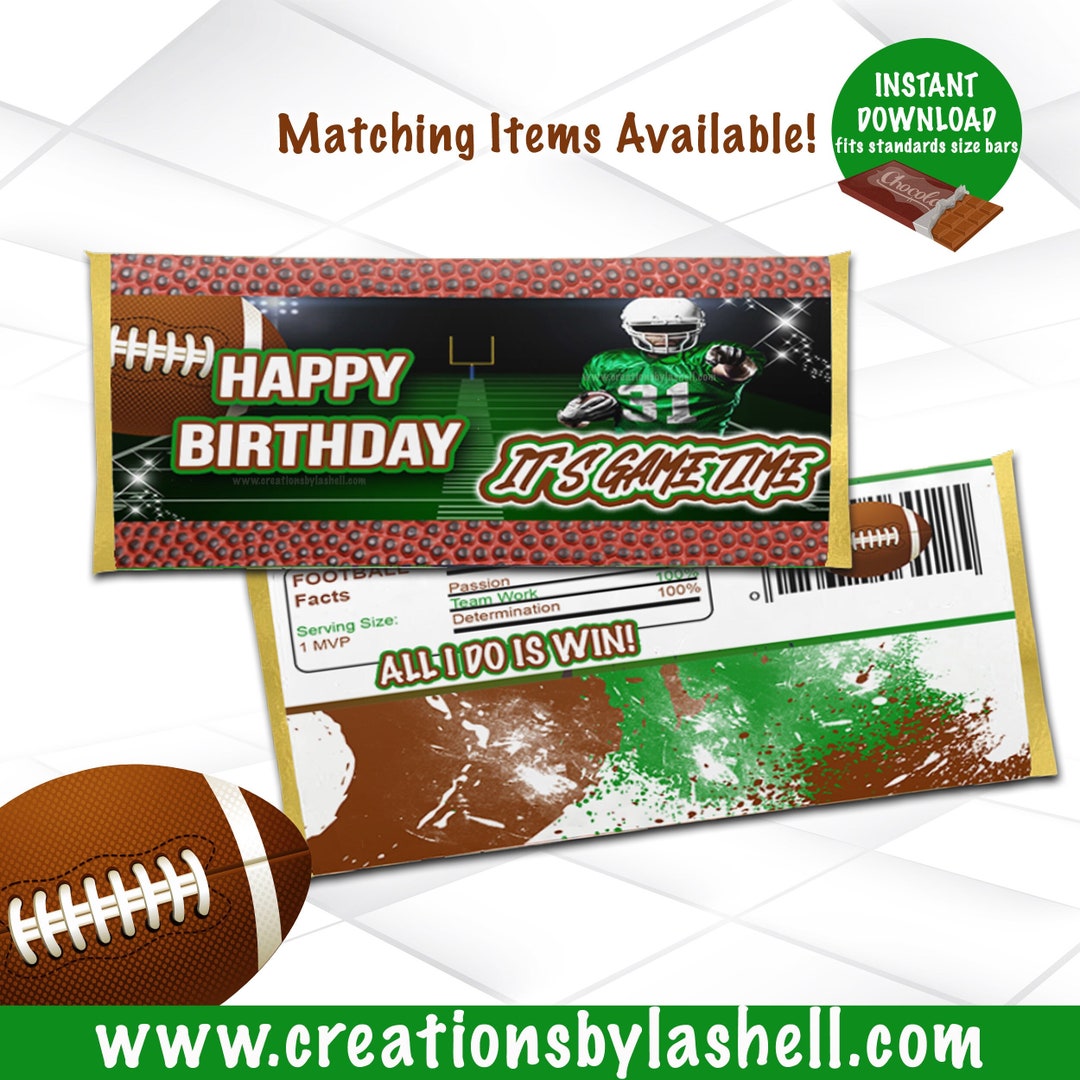Football Candy Bar Wrappers Instant Download | It's Game Time Chocolate ...