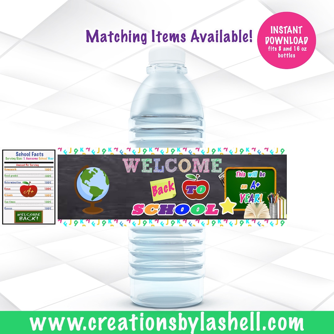 Back to School Water Bottle Labels Instant Download | Welcome Back to ...