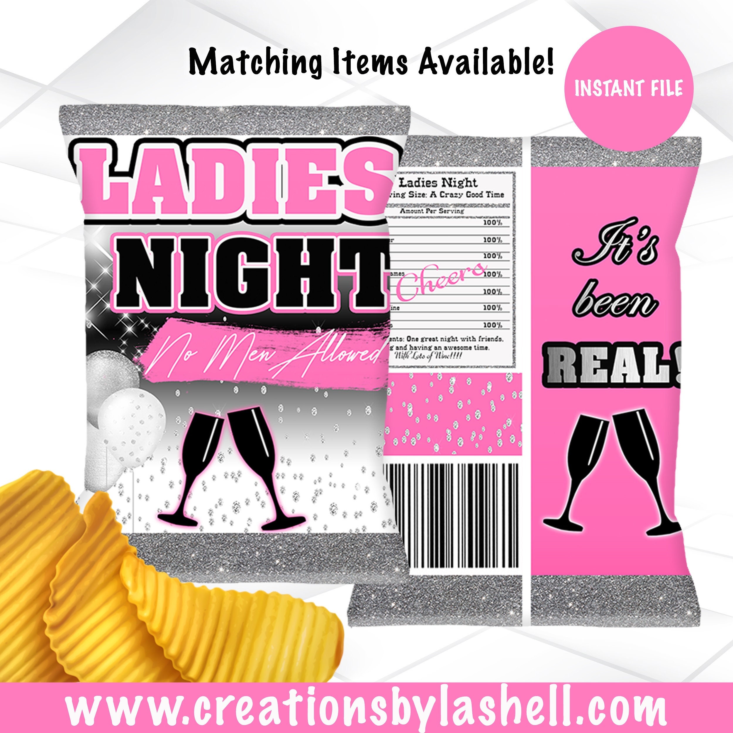 Ladies Night Chip Bags Instant Download Girl's Night Chip Bags ...