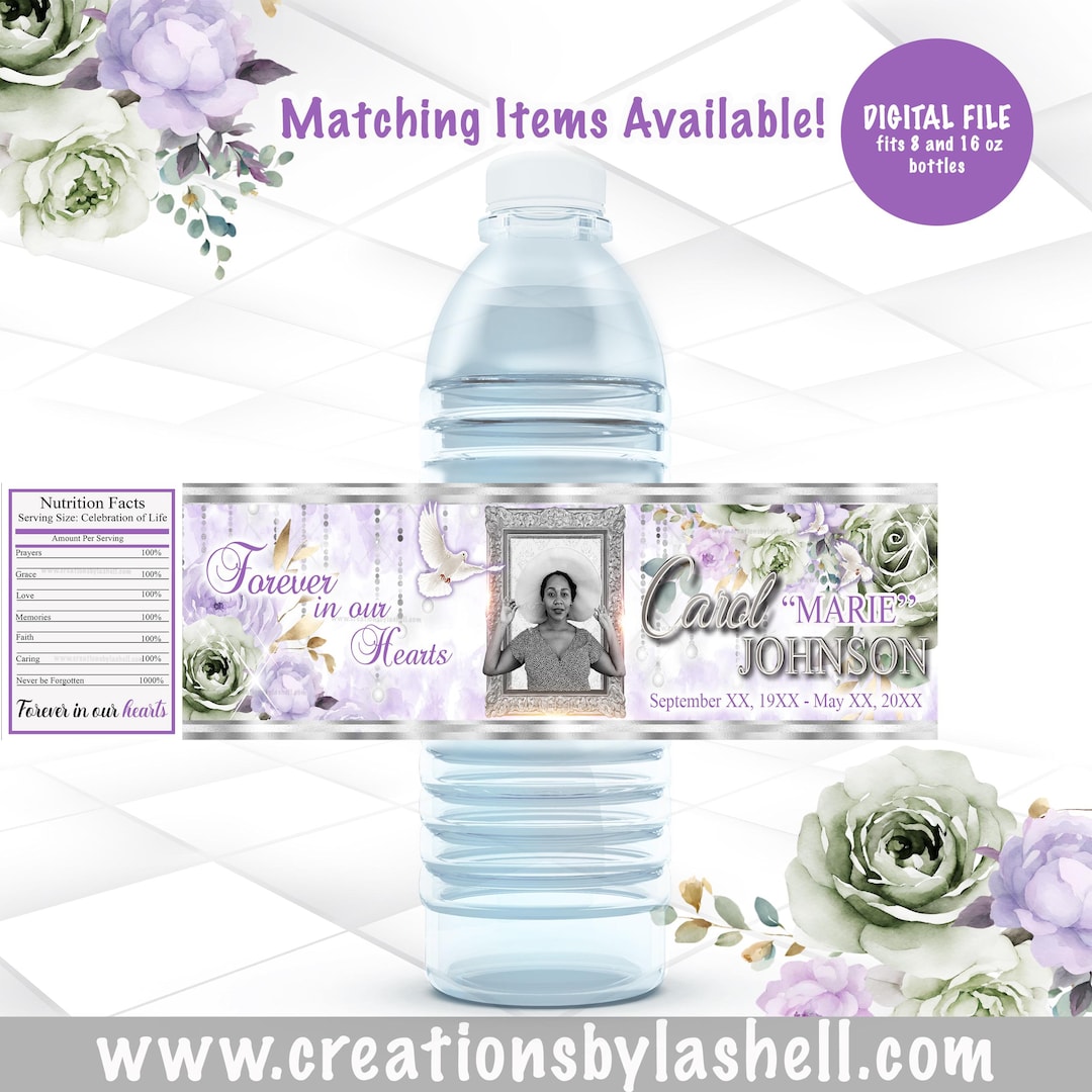 Funeral Water Bottle Labels Printable | Memorial Labels Digital File ...