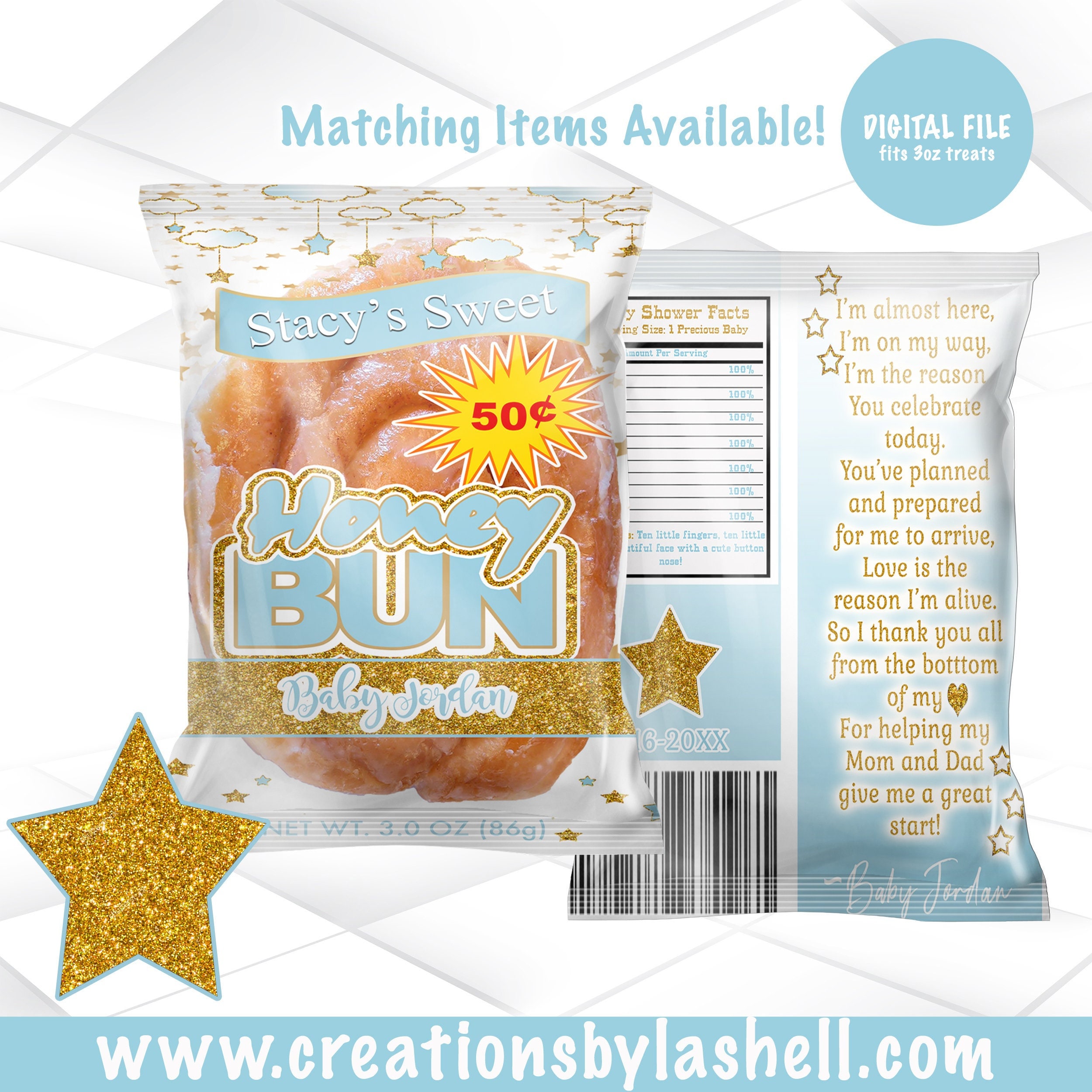 Twinkle Twinkle Little Star Honey Bun Wrapper Printable Custom Honey ...