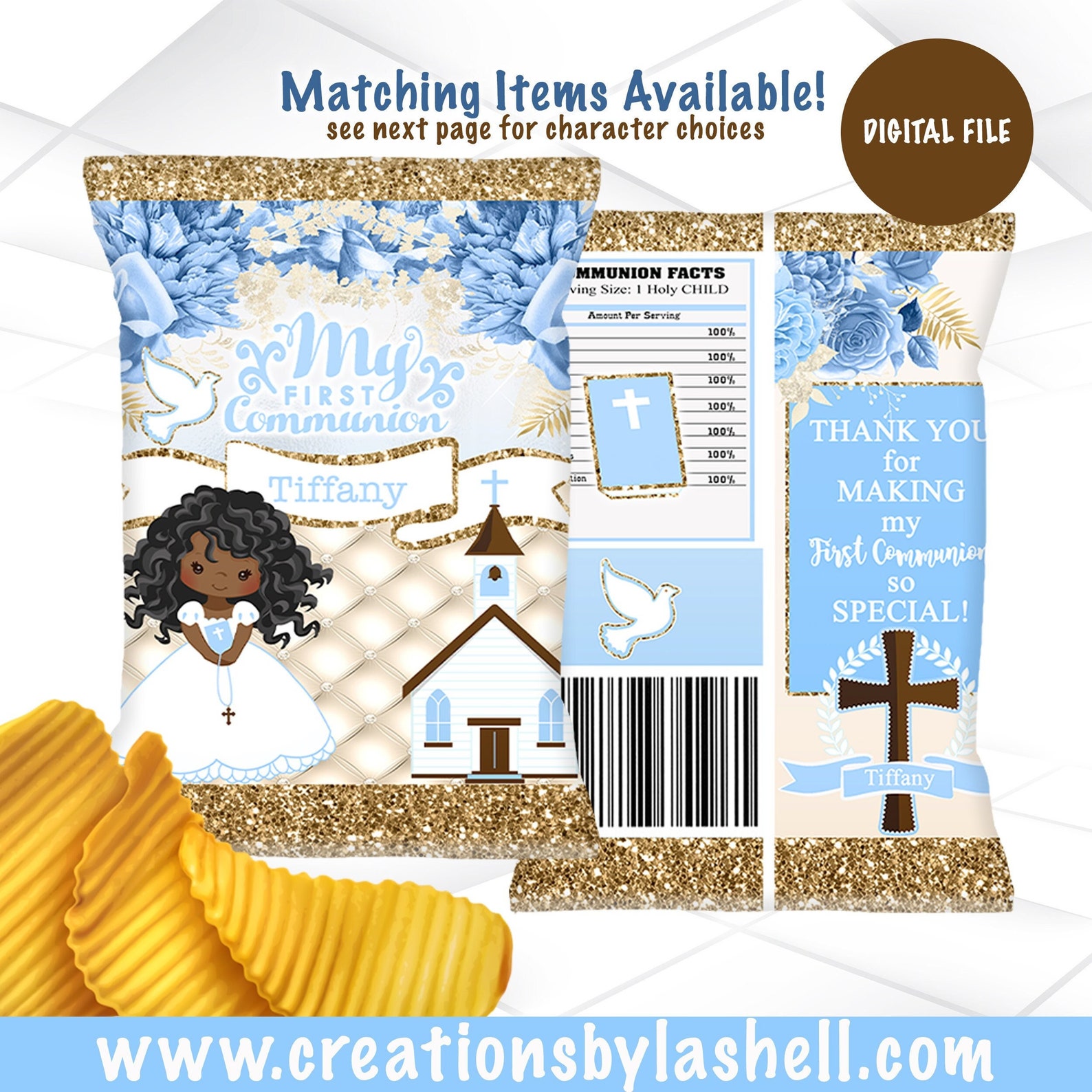 First Communion Chip Bags Template 1st Communion Favor Digital File ...