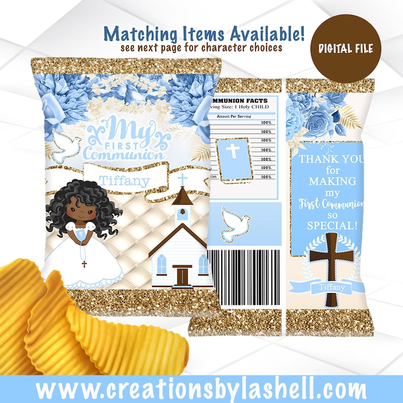 First Communion Chip Bags Template 1st Communion Favor - Etsy