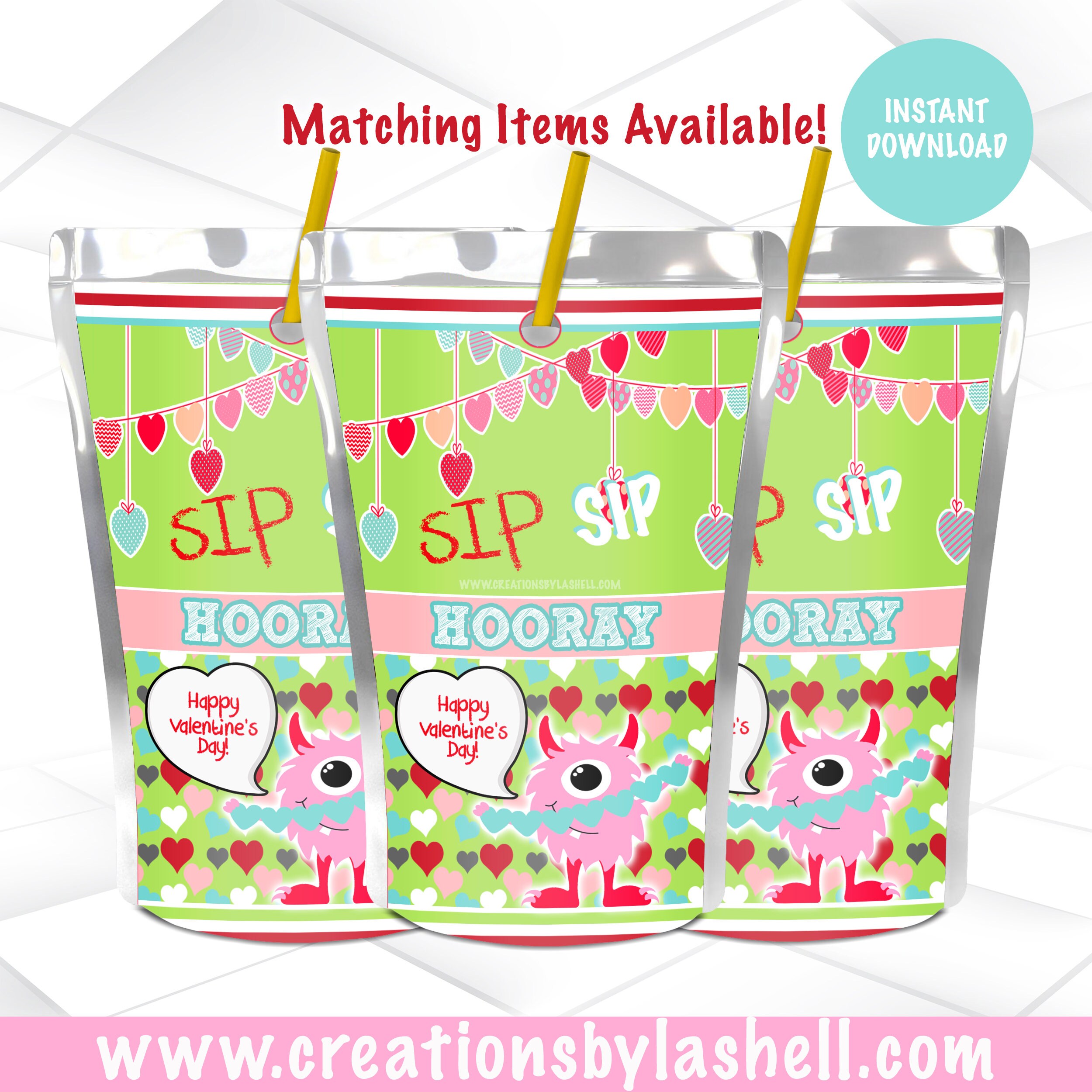 Valentine Instant Download Treat Bundle Valentine's Day Bundle Template ...