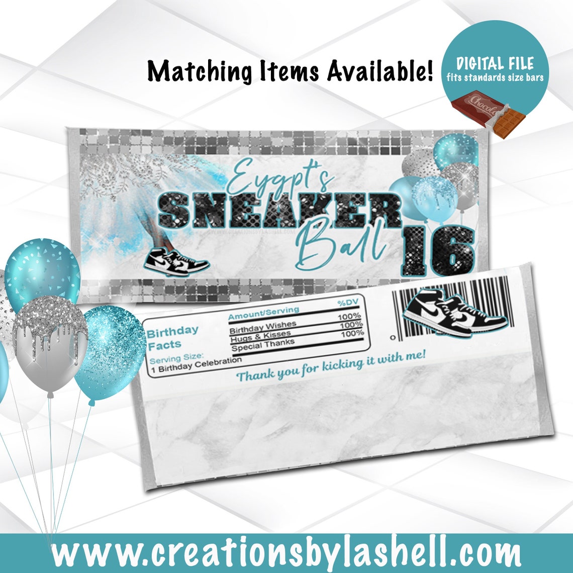 Sneaker Ball Candy Bar Wrapper Digital File Sneakers Party Chocolate ...