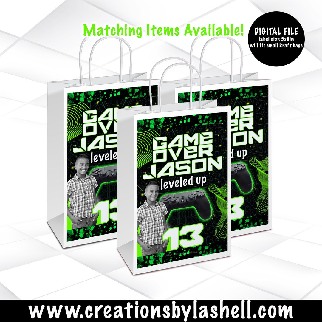 Video Game Gift Bag Template | Video Game Gift Bag Label Printable ...