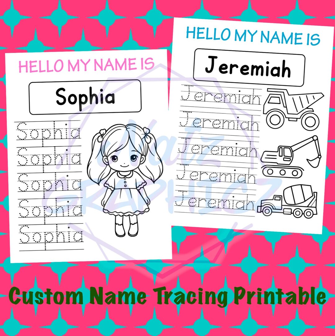 Name Tracing Worksheet | Custom Name Trace Worksheet | Digital File ...