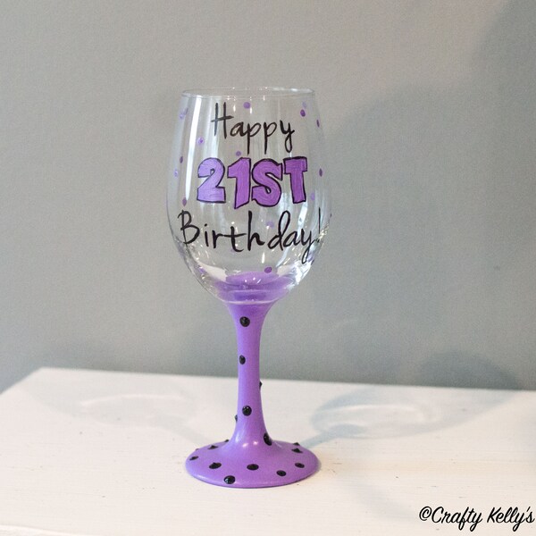 21st Birthday Wine Glass - Etsy