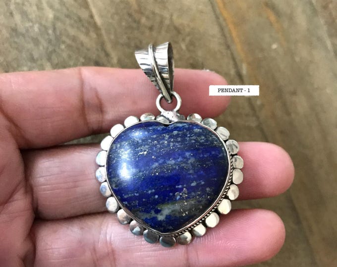 Lapis Lazuli Heart Pendant, Handcrafted, Nepalese, Tibetan Repousse ...