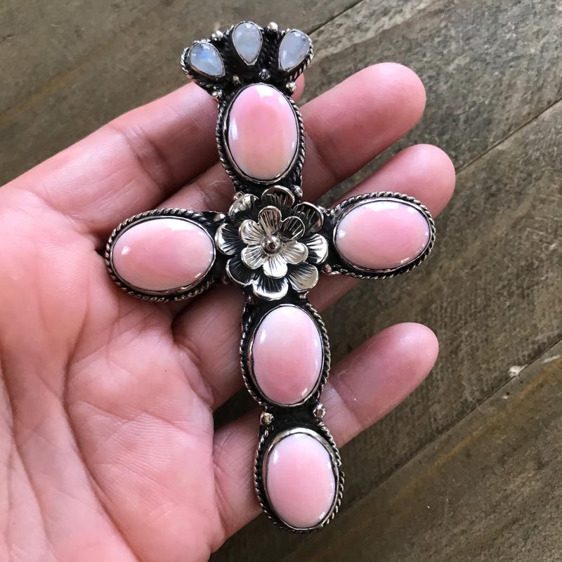 Pink Cross Necklace - Etsy