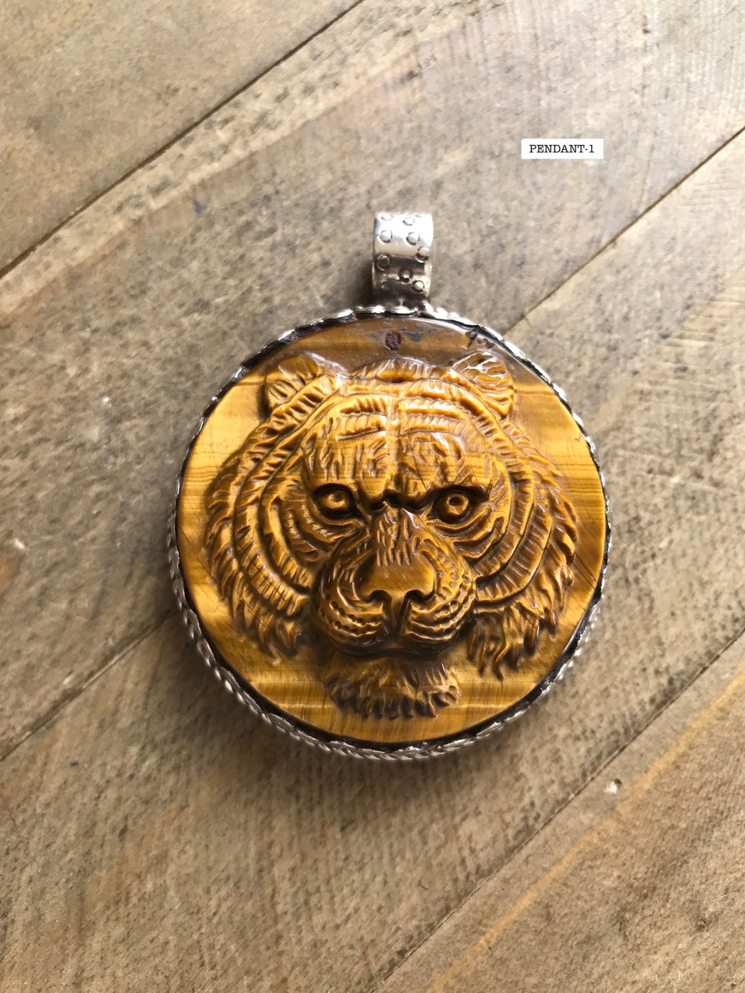 Large Tiger Face Carved Eye Tiger Pendant, Handcrafted, Nepalese ...