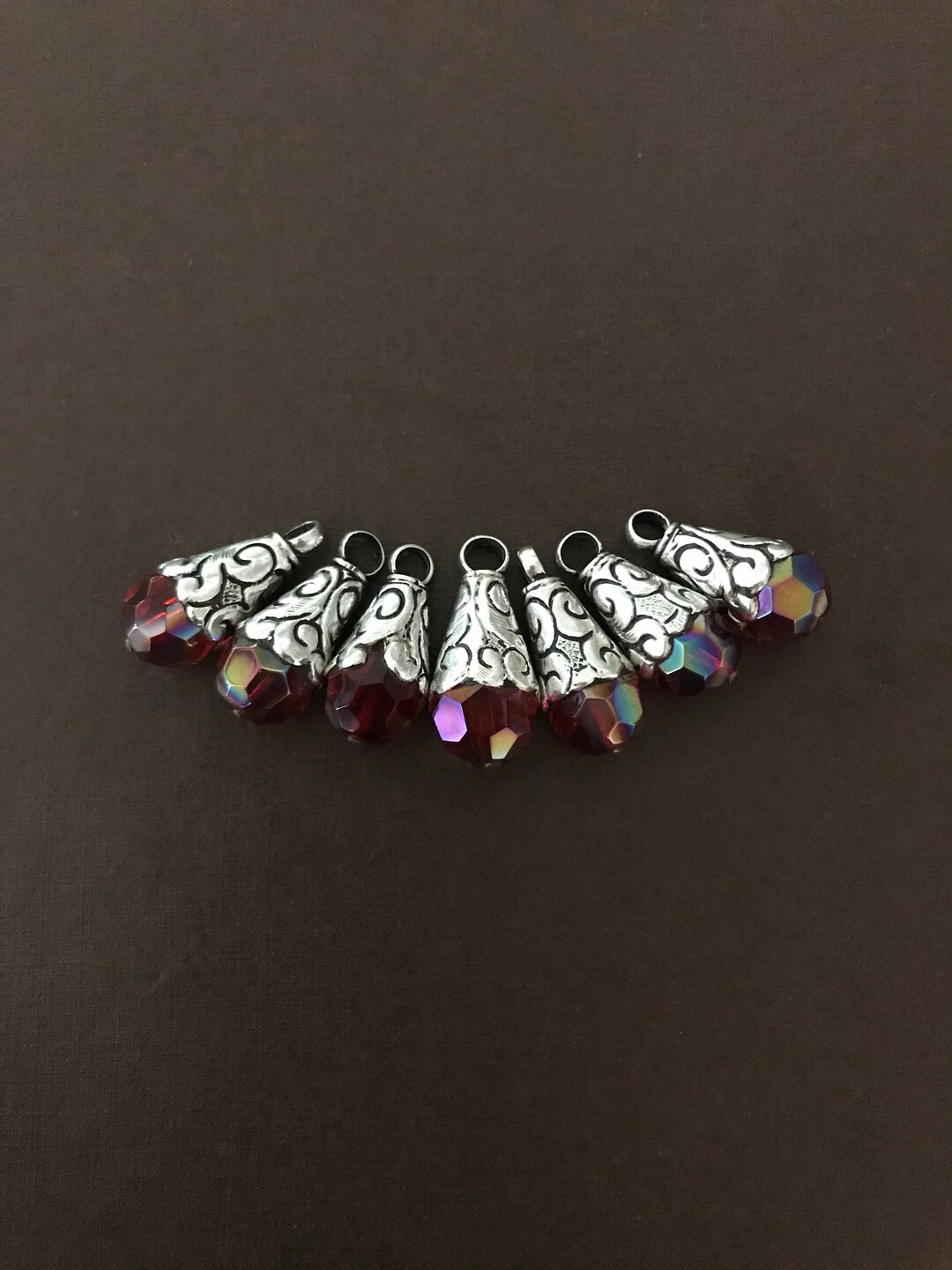 Faceted Rainbow Red Aura Crystal Quartz Teardrop in Sterling Silver ...