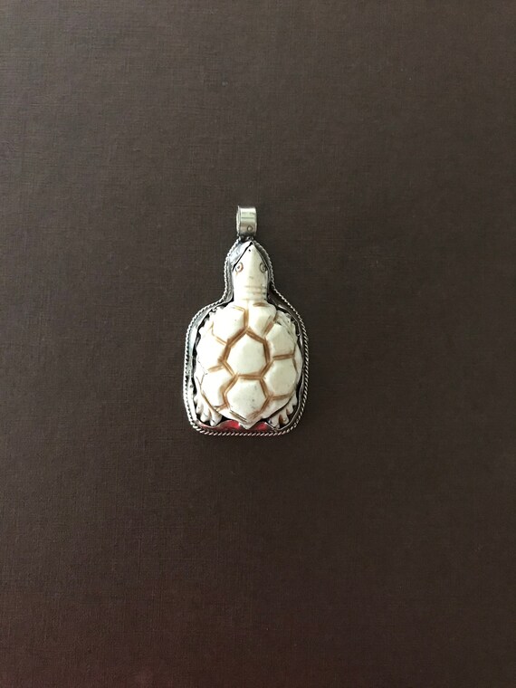 Bone Carved Turtle Pendant Handcrafted Nepalese Himalayan | Etsy