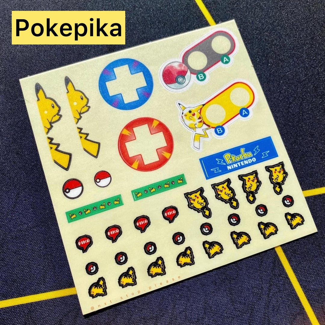 BACKORDER Game Boy Pocket Sticker Sheet - Recreated Pokemon or Pokepika ...