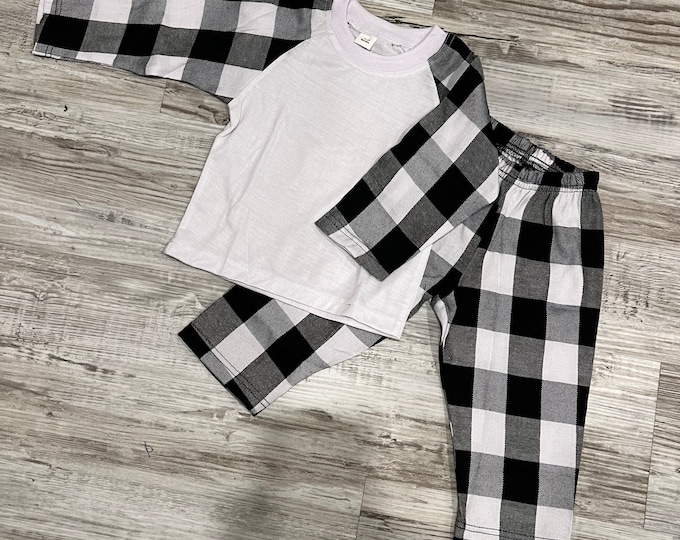 Youth Christmas Pajama Sets 2 Pieces Polyester Sublimation Flannel ...