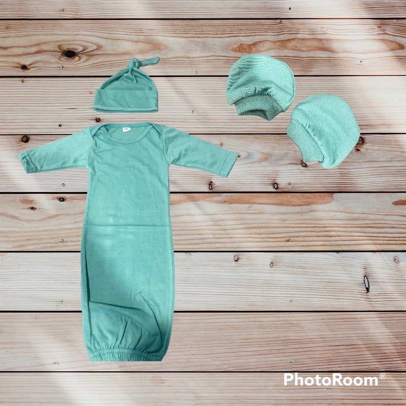Sublimation Baby Hat and Gown Set With Matching Mittens Blank Newborn ...