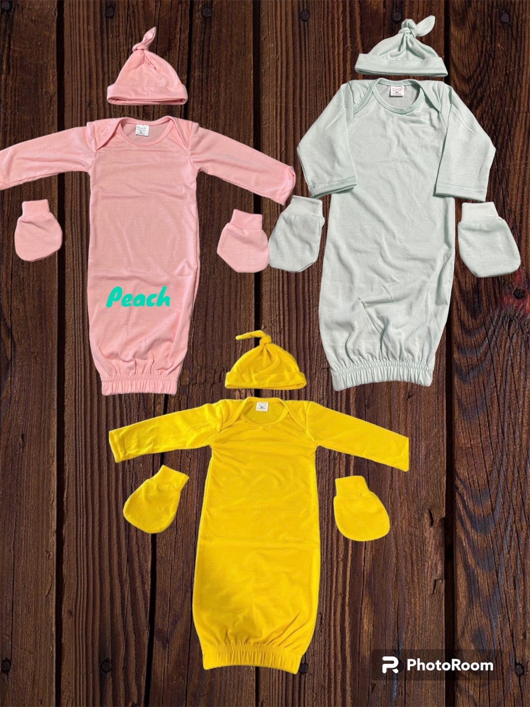 Sublimation Baby Hat and Gown With Matching Mittens Set Blank Newborn ...