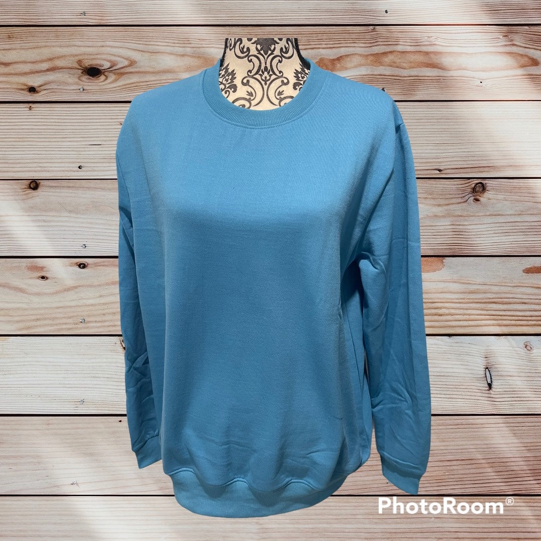 Adult 100% Polyester Sweatshirt Gray Heather Soft Feel Sweater Crewneck ...