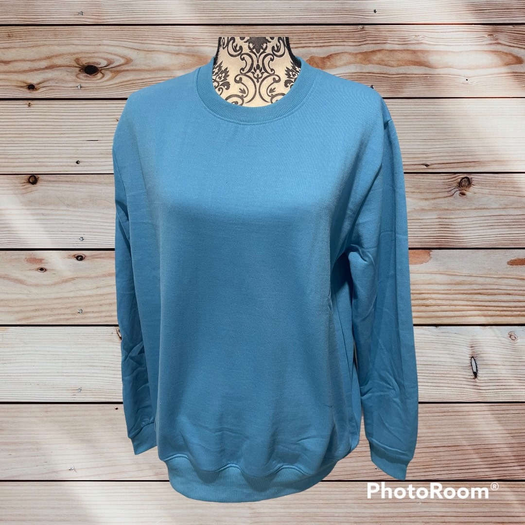 Adult 100% Polyester Sweatshirt Gray Heather Soft Feel Sweater Crewneck ...