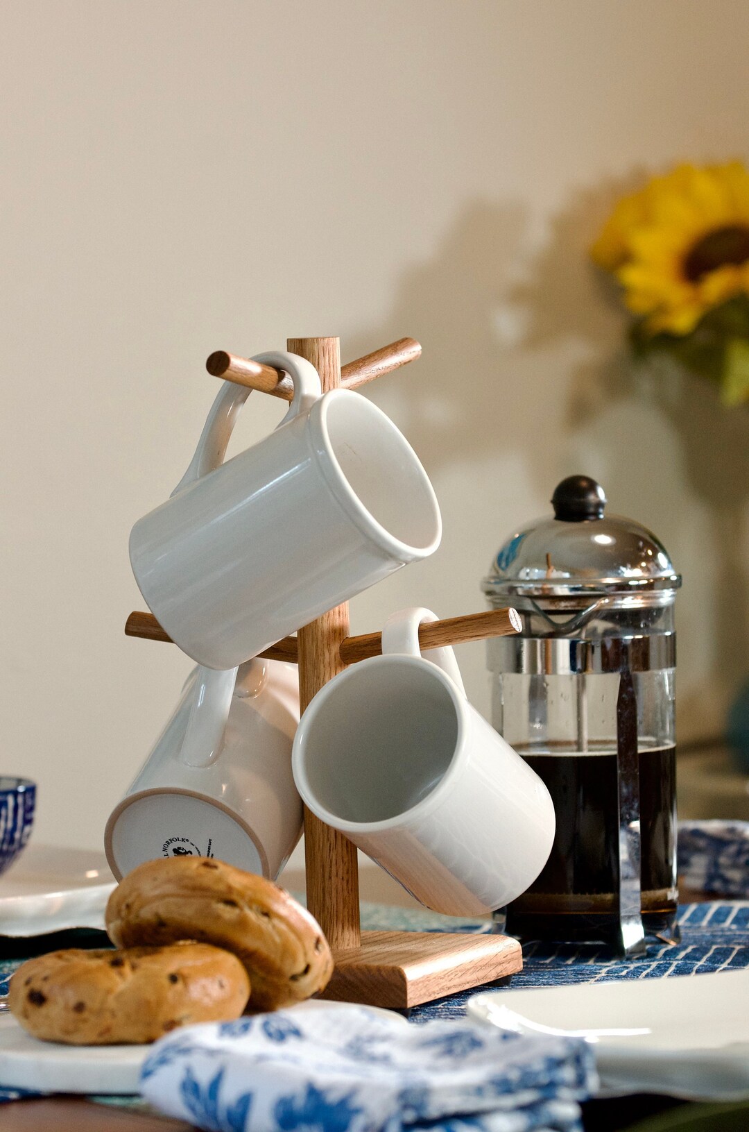 Handmade Solid Oak Mug Rack: Coffee Cup Holder Stand - Etsy
