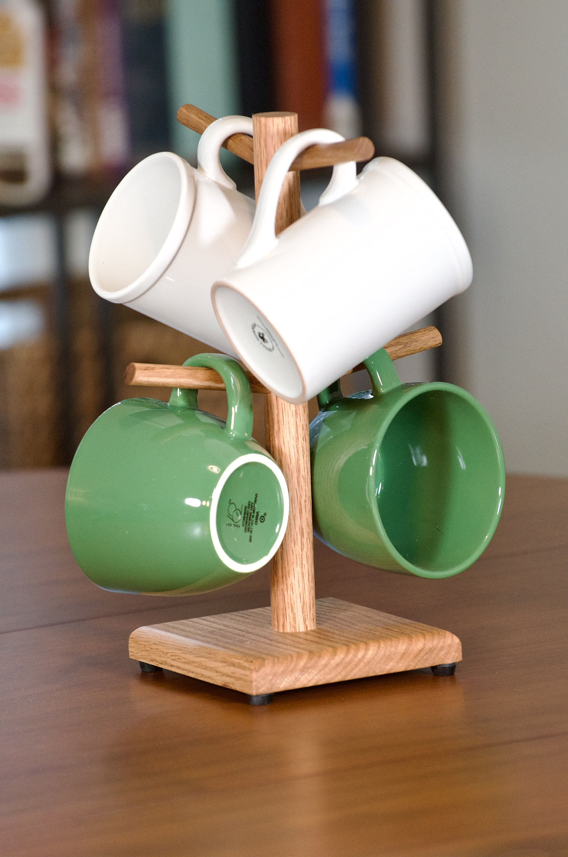 Handmade Solid Oak Mug Rack: Coffee Cup Holder Stand - Etsy