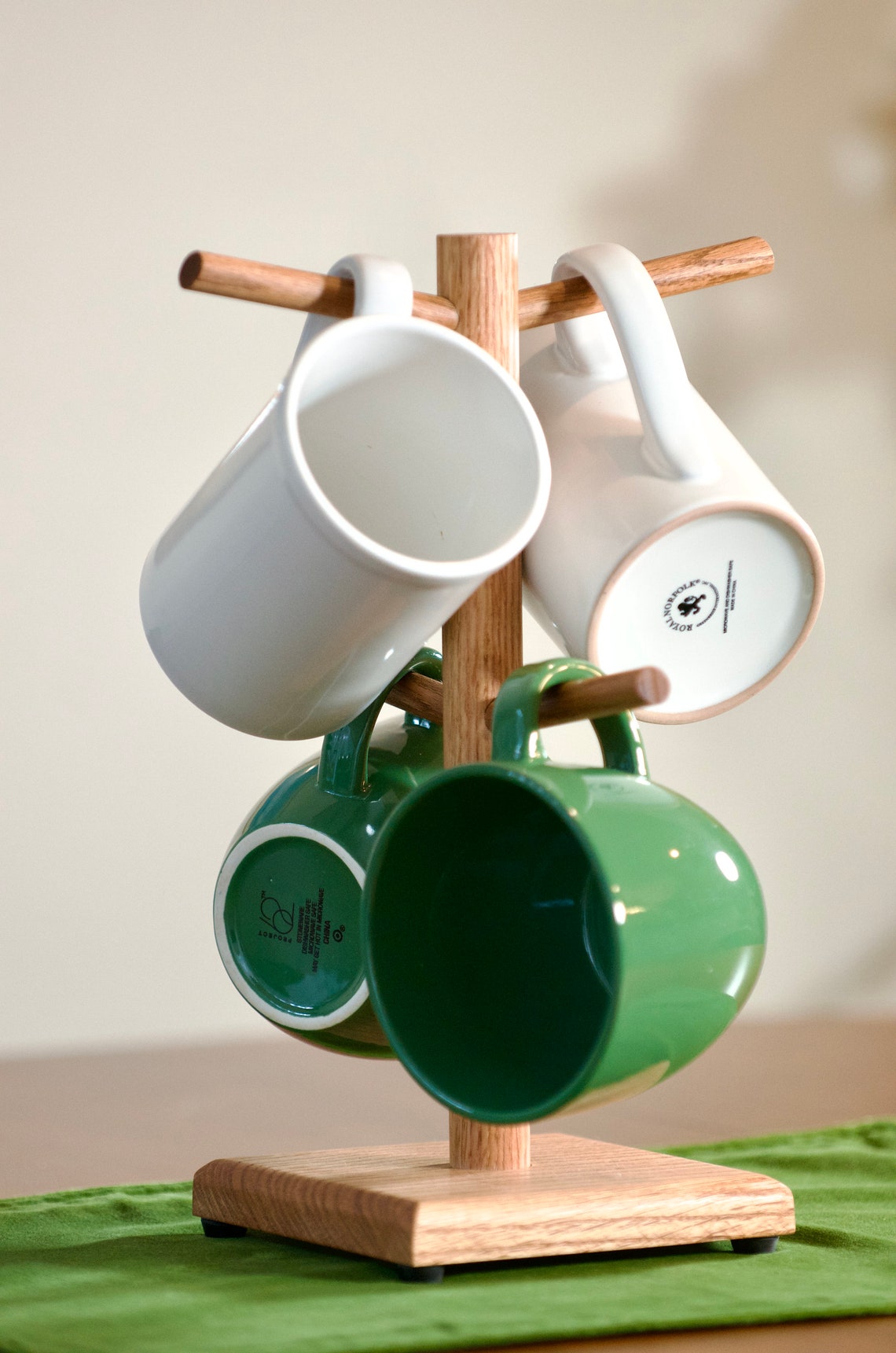 Handmade Solid Oak Mug Rack: Coffee Cup Holder Stand - Etsy